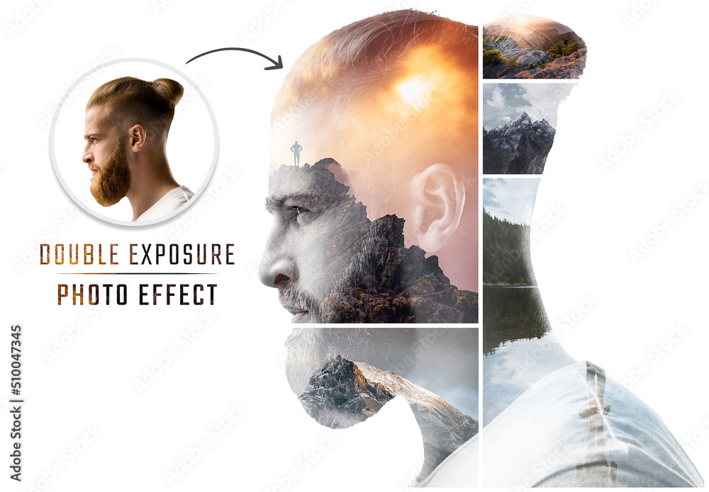 Photo Collage Double Exposure Effect Mockup Stock Template | Adobe Stock