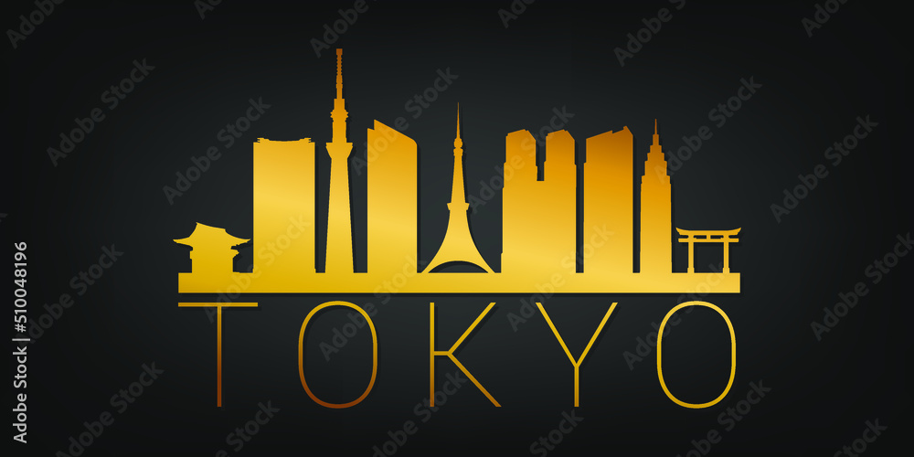 Tokyo, Japan Gold Skyline City Silhouette Vector. Golden Design Luxury ...