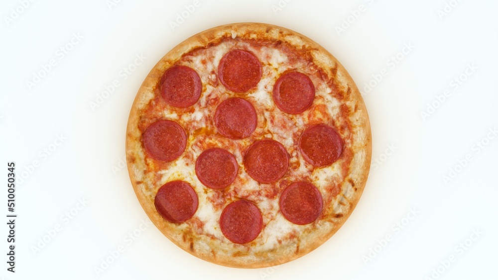 Tasty italian classic original pepperoni pizza. Top view. Isolated on ...