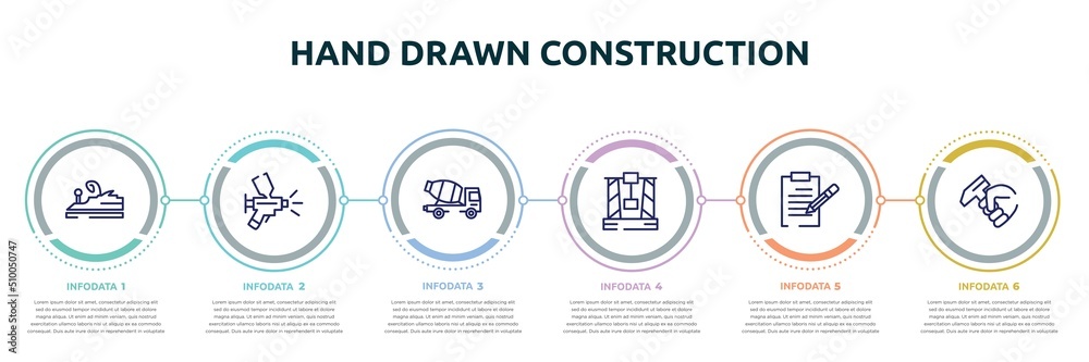 hand drawn construction concept infographic design template. included ...