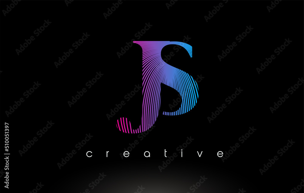JS Logo Design With Multiple Lines and Purple Blue Colors. Stock Vector ...