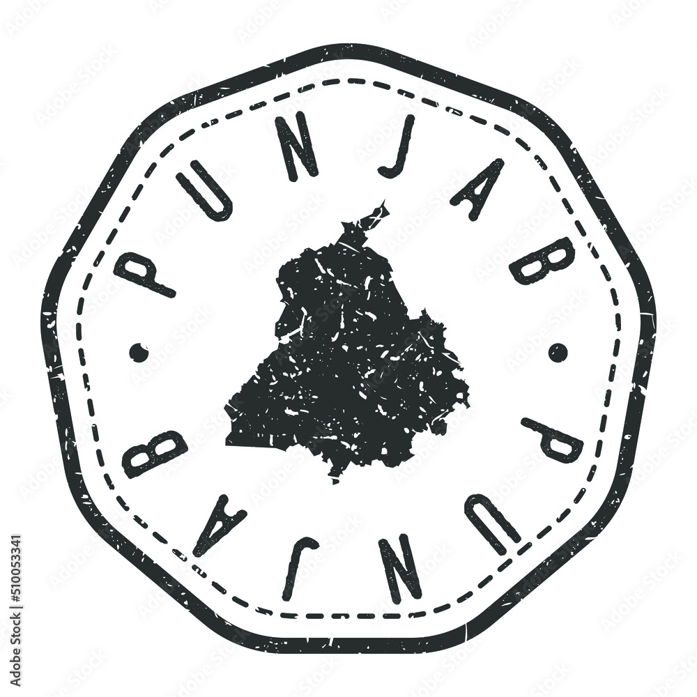 Punjab, India Map Stamp Retro Postmark. Silhouette Postal Passport ...