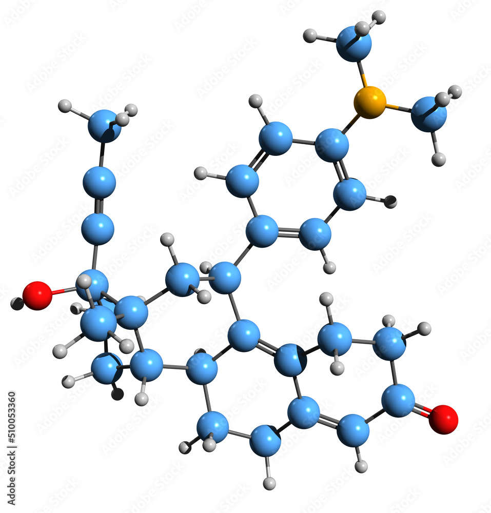 3D image of Antiprogestogen skeletal formula - molecular chemical ...