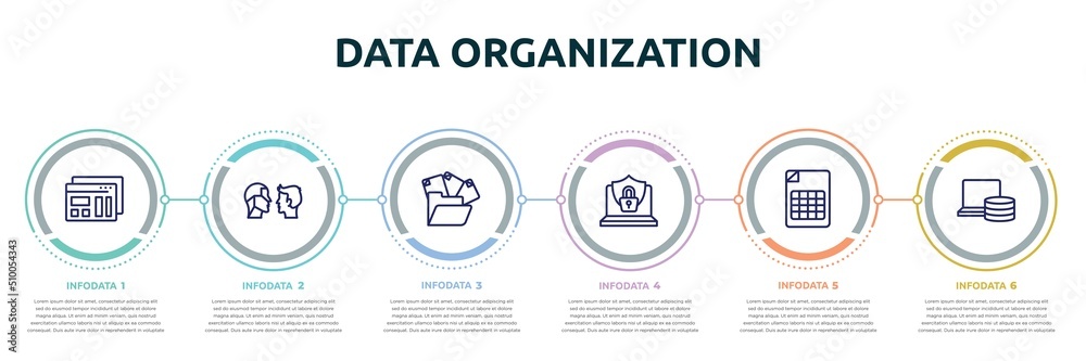 data organization concept infographic design template. included mockup ...