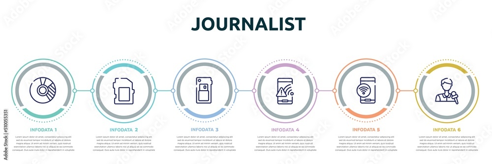 journalist concept infographic design template. included donut chart ...