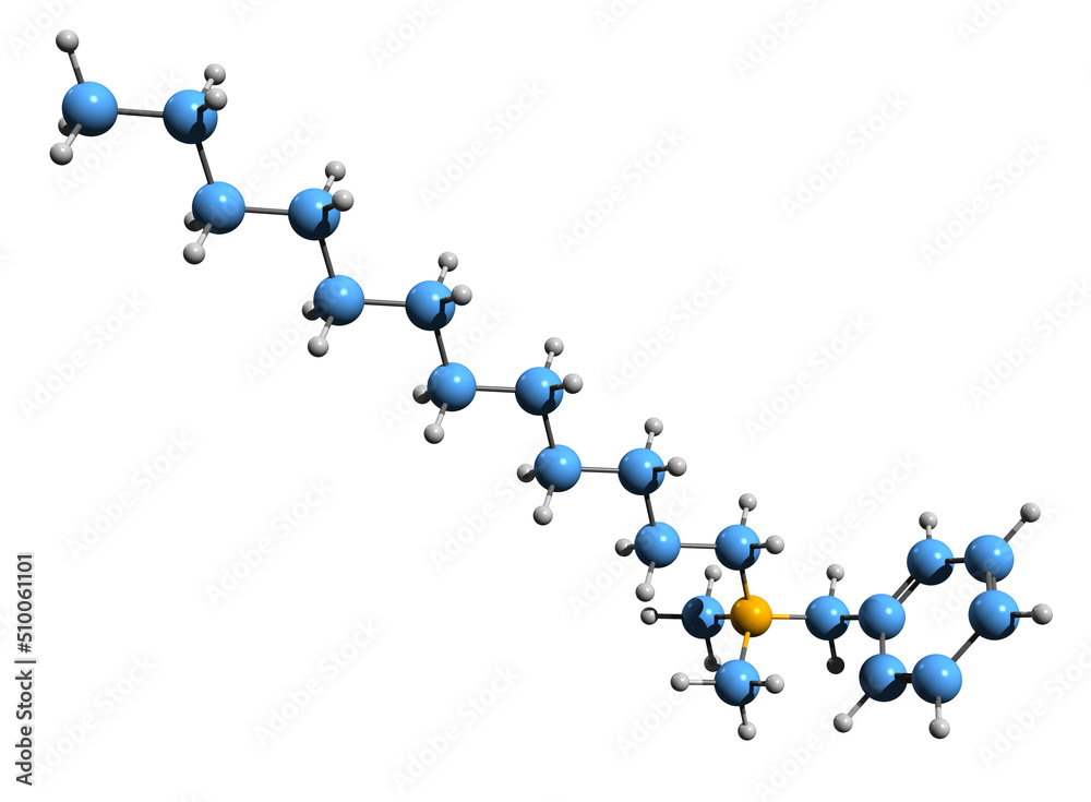 3D image of Benzododecinium bromide skeletal formula - molecular ...