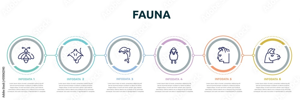 fauna concept infographic design template. included big bee, stingray ...
