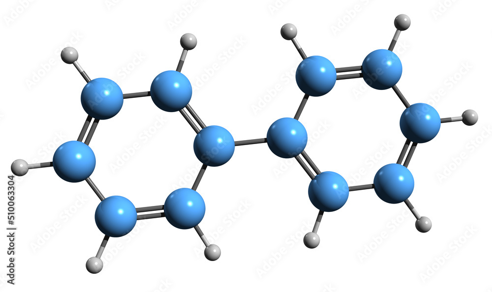 3D image of Biphenyl skeletal formula - molecular chemical structure of ...