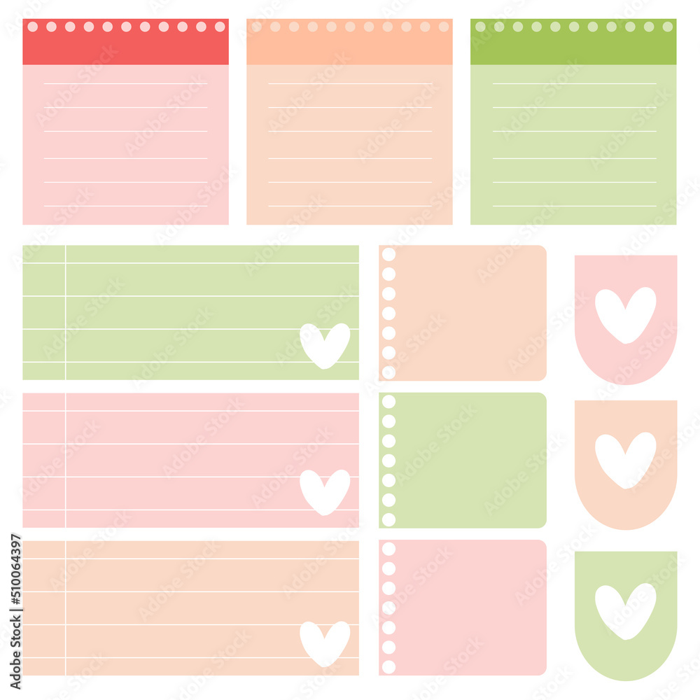 Cute paper notes. Stationary set. Scrapbook notes and cards.Printable ...