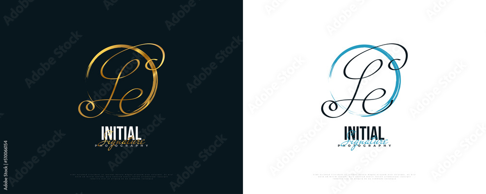 JE Initial Signature Logo Design with Elegant and Minimalist ...