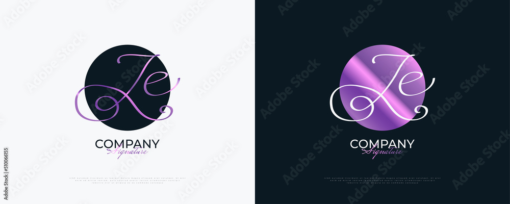 JE Initial Signature Logo Design with Elegant and Minimalist ...