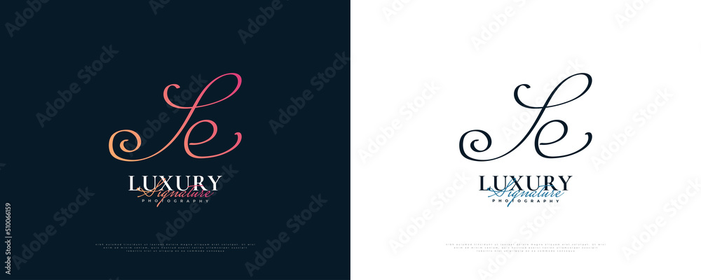 JE Initial Signature Logo Design with Elegant and Minimalist ...