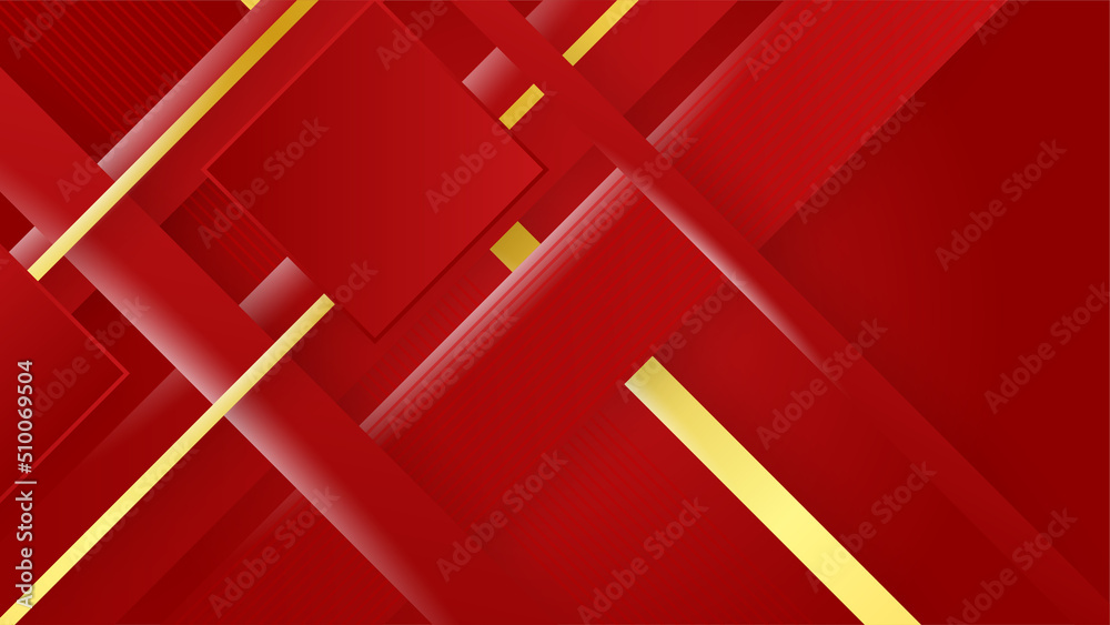 Luxury red and gold design background with abstract shapes and lines ...