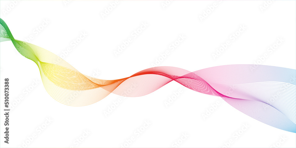 Vector Wave Lines Flowing Dynamic In Colorful Rainbow Isolated On White Background For Concept