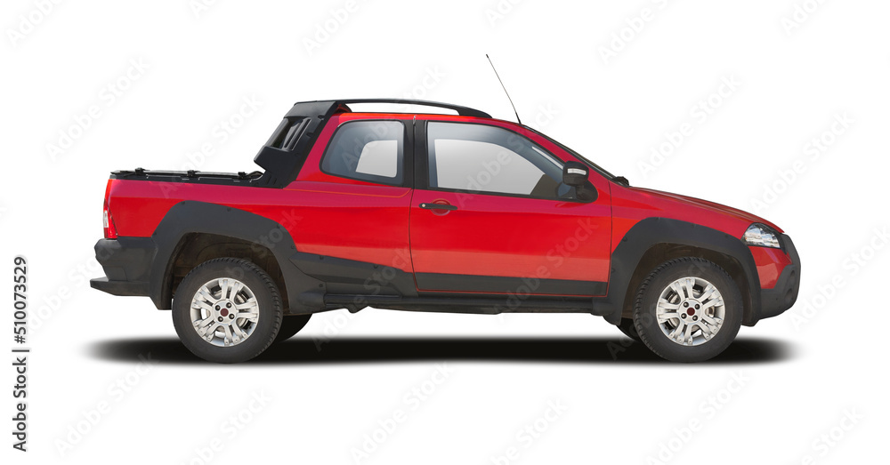 Fiat strada pickup truck side view isolated on white background, 16 May ...
