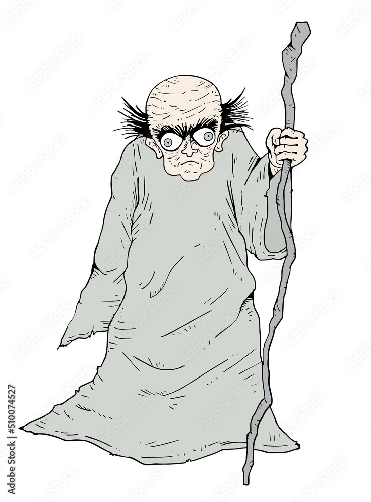 Old wise monk draw Stock Vector | Adobe Stock