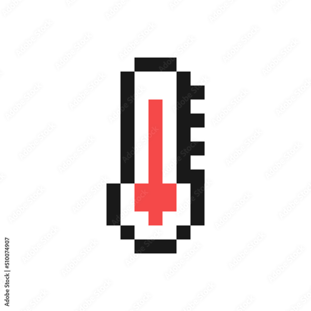 Thermometer icon in pixel art design isolated on white background ...