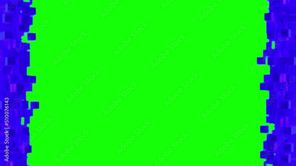 Blue cubic particles cut out of the gate that open green screen and ...