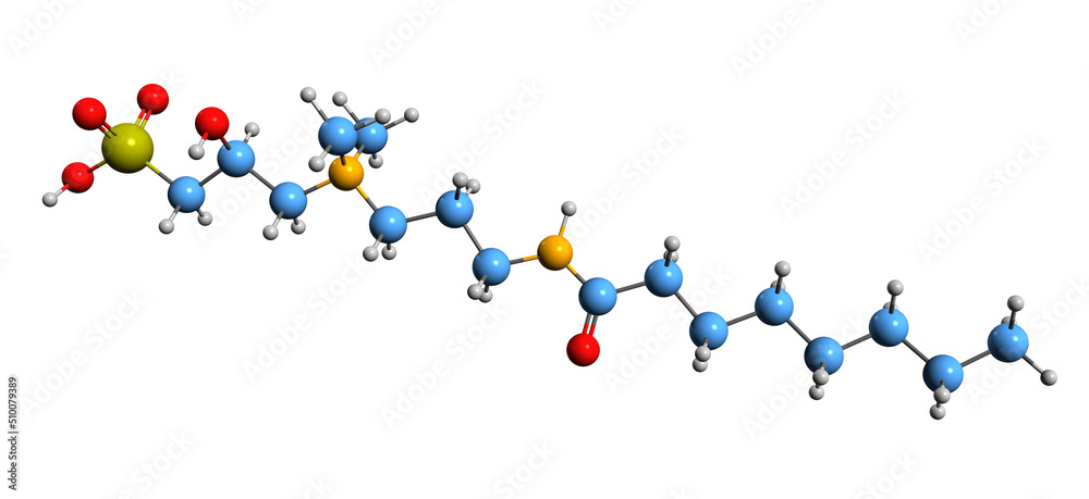 3D image of Cocamidopropyl hydroxysultaine skeletal formula - molecular ...