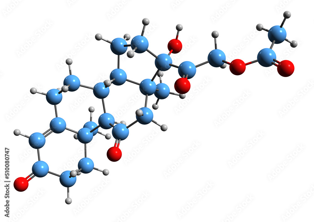 3D image of Cortisone acetate skeletal formula - molecular chemical ...