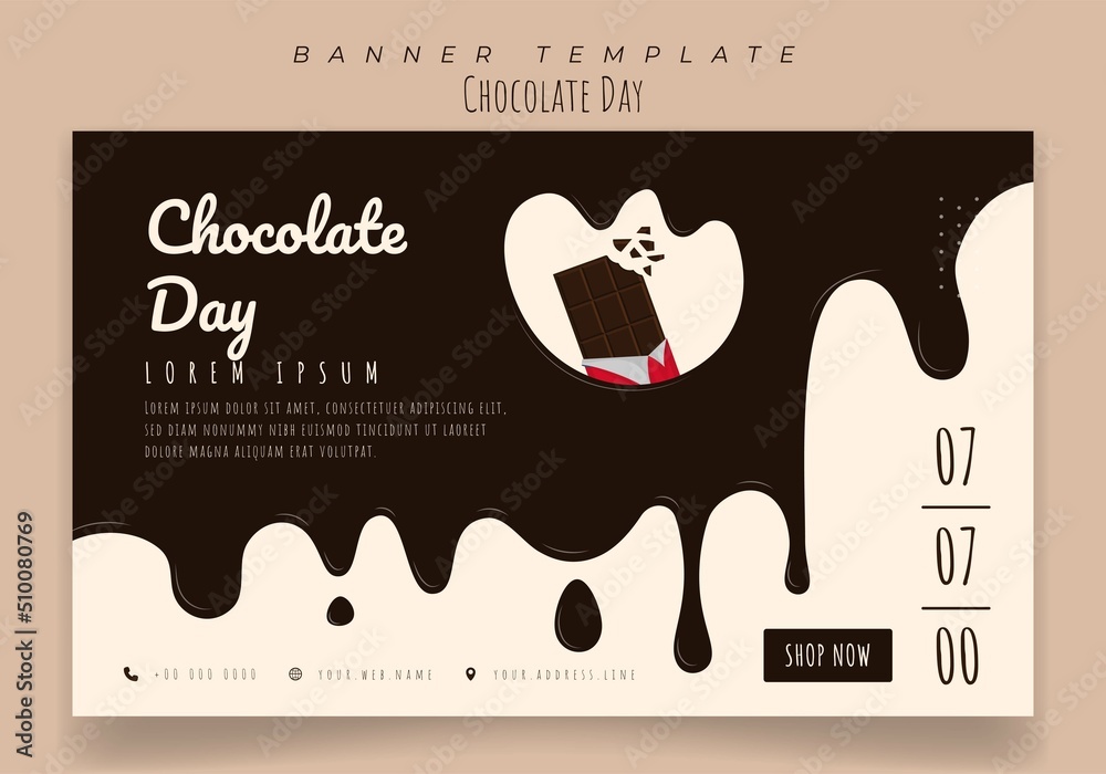 Photo & Art Print Web banner template with melted chocolate background ...