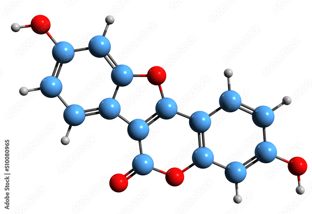 3D image of Coumestrol skeletal formula - molecular chemical structure ...
