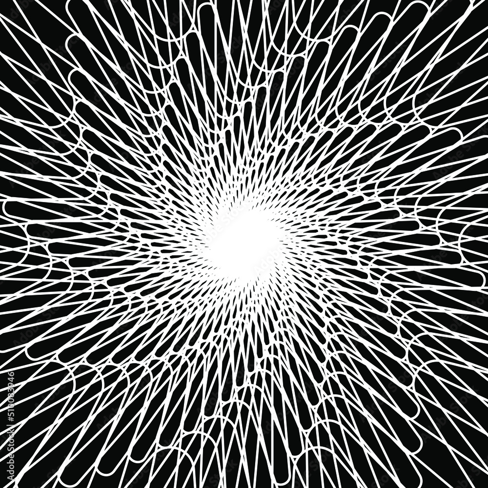 Distorted abstract lines, wireframe tunnel. The white spiral line on ...