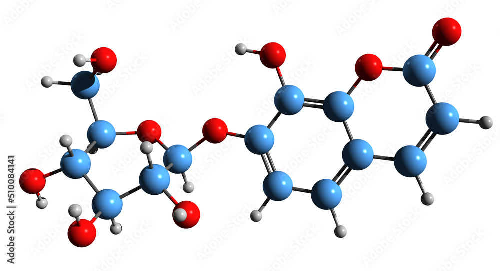 3D image of Daphnin skeletal formula - molecular chemical structure of ...