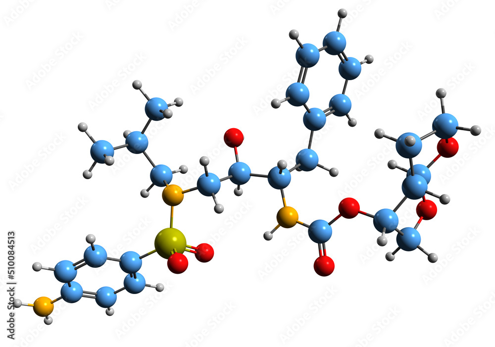 3D image of Darunavir skeletal formula - molecular chemical structure ...