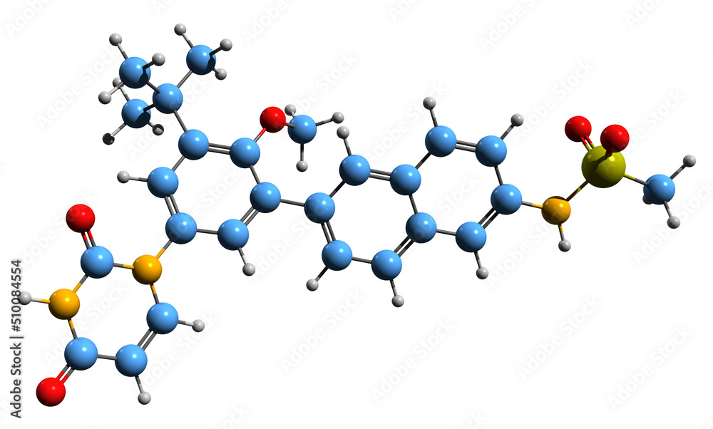 3D image of Dasabuvir skeletal formula - molecular chemical structure ...