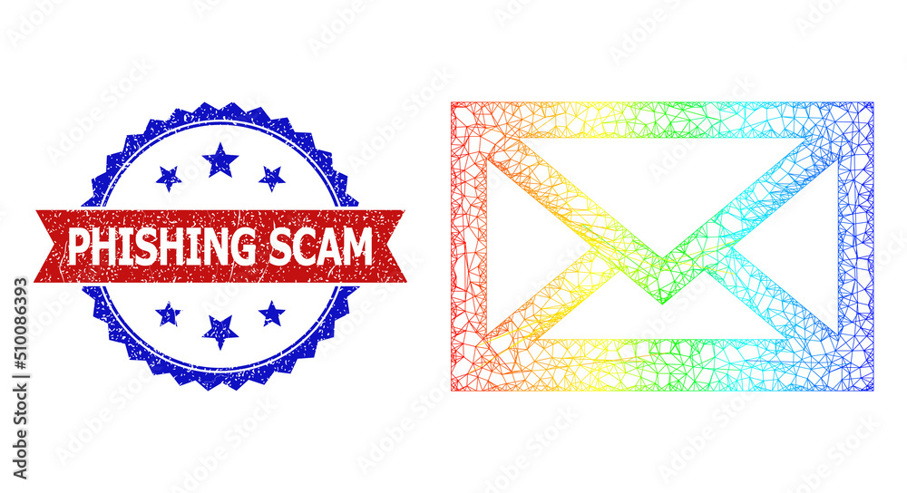 Crossing mesh mail envelope framework icon with spectral gradient, and ...