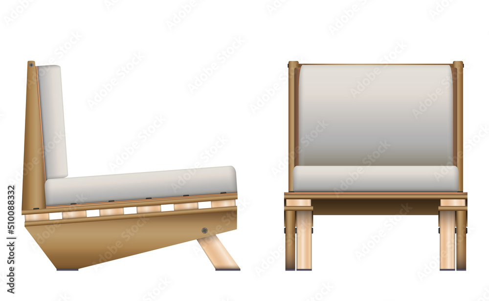 Modern soft chair. Side view front view. Vector illustration isolated ...