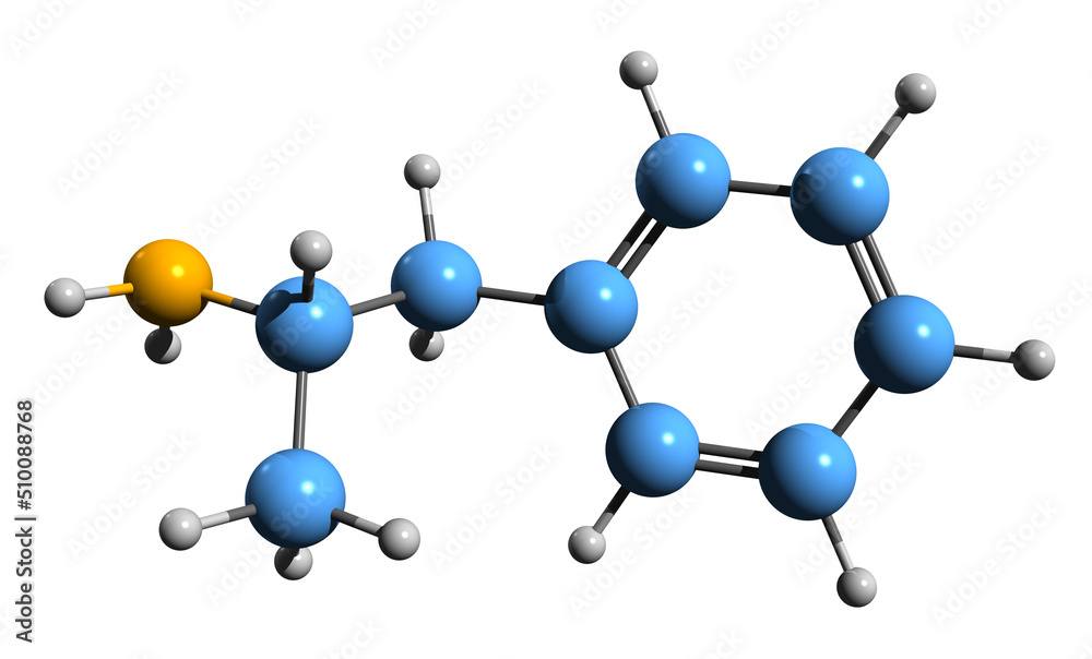 3D image of Dextroamphetamine skeletal formula - molecular chemical ...