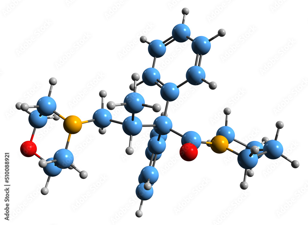 3D image of Dextromoramide skeletal formula - molecular chemical ...