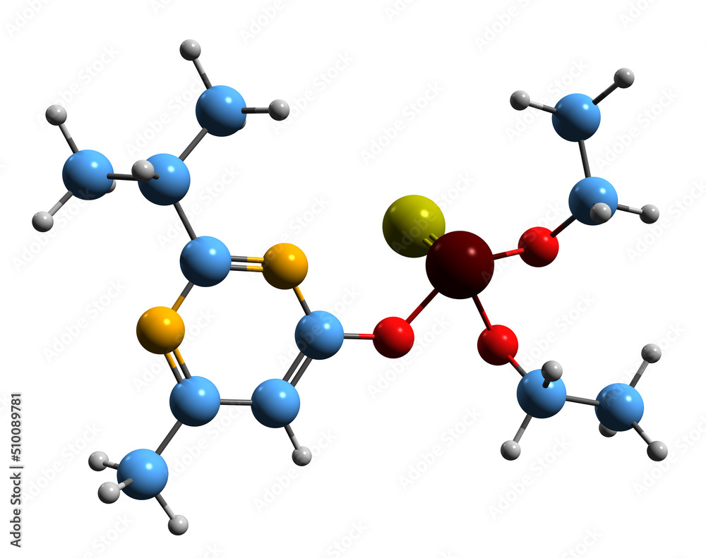 3D image of Diazinon skeletal formula - molecular chemical structure of ...