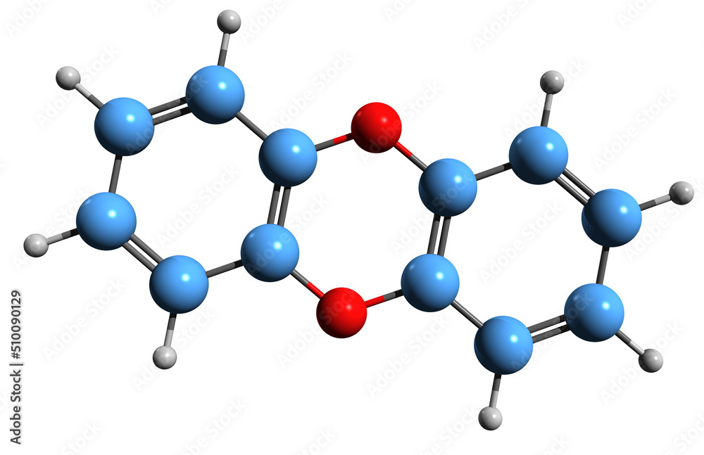 3D image of dibenzodioxin skeletal formula - molecular chemical ...