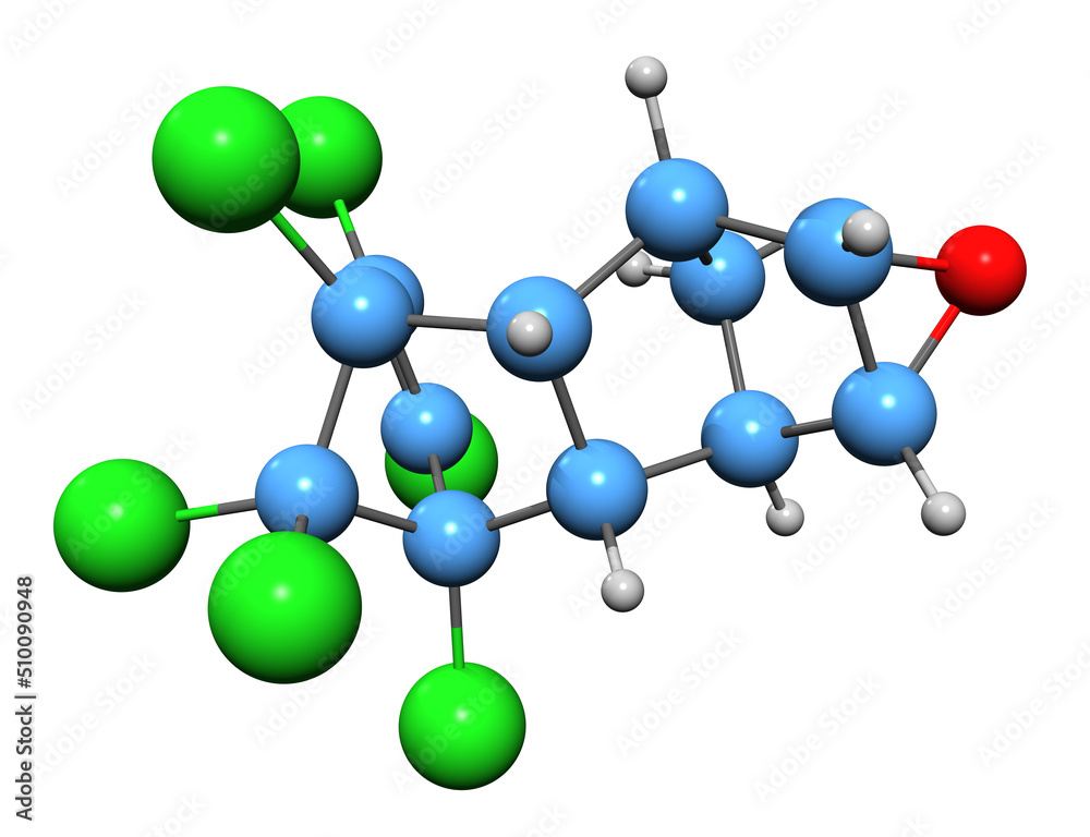 3D image of Dieldrin skeletal formula - molecular chemical structure of ...