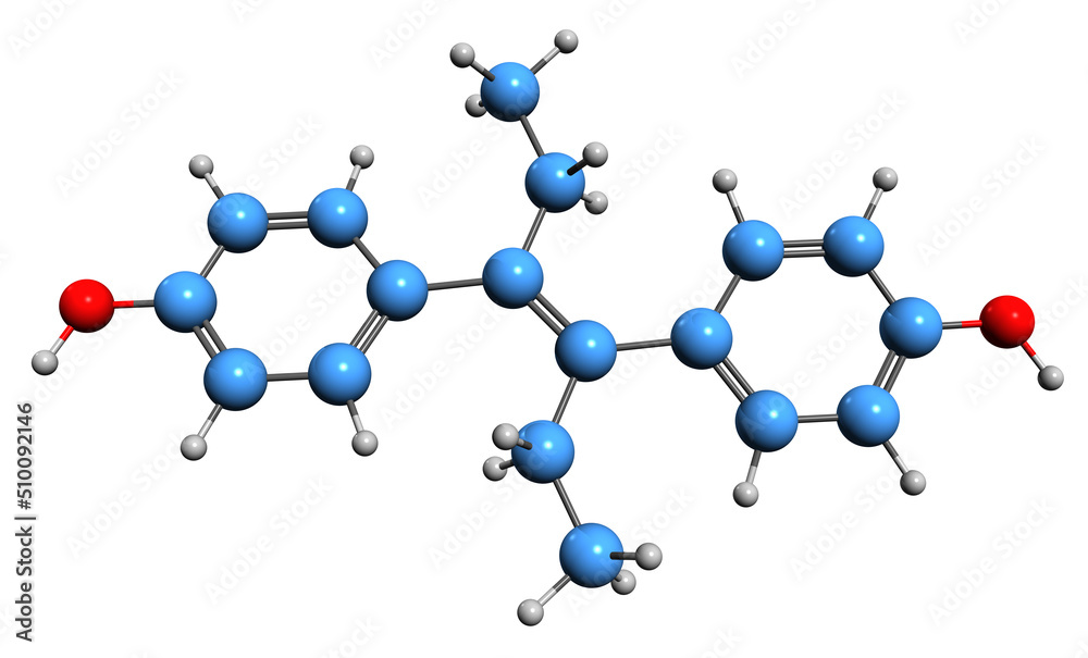 3D image of Diethylstilbestrol skeletal formula - molecular chemical ...