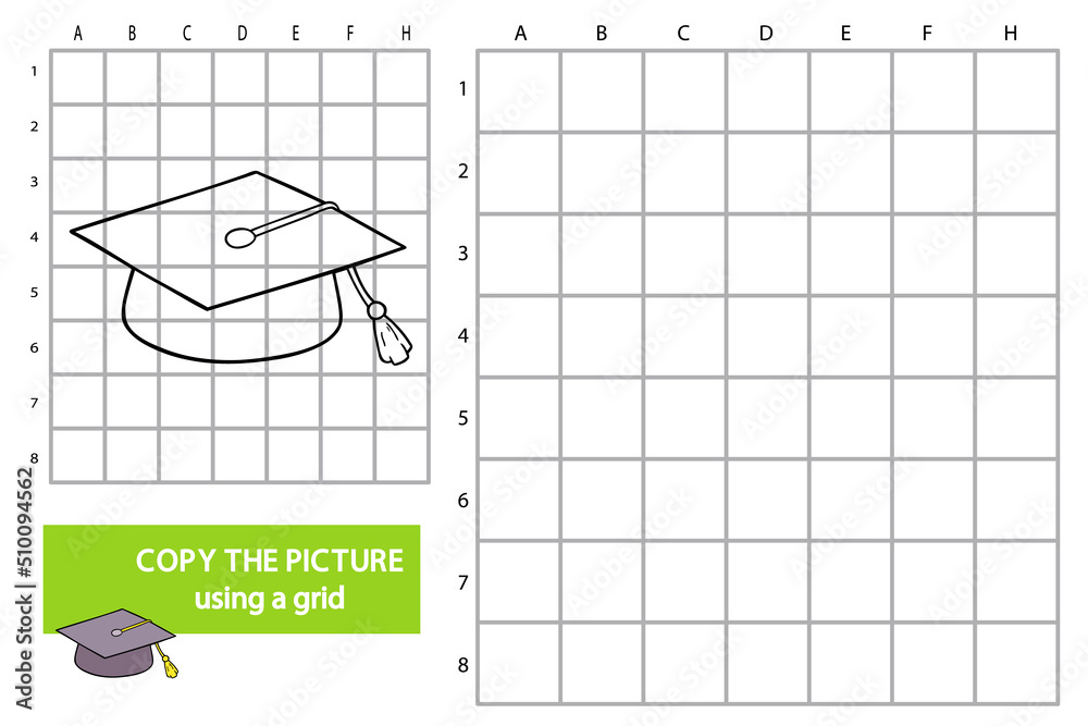 vector illustration of grid copy picture educational puzzle game with ...