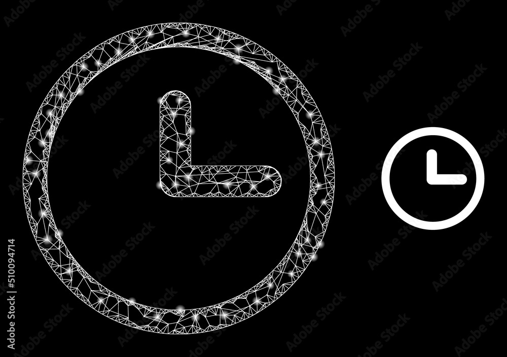 Network clock frame illustration with light spots. Illuminated vector ...