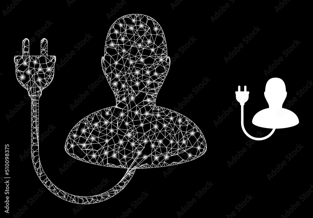 Crossing mesh electric man framework illustration with lightspots ...