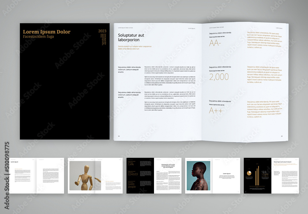 Annual Report with Gold Accents Stock Template | Adobe Stock