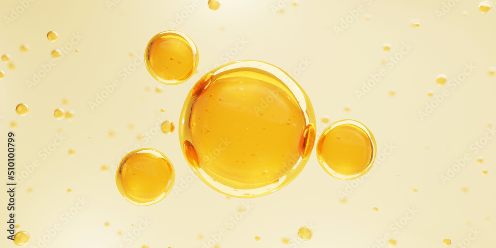 3D Yellow Collagen Skin Serum and Vitamin illustration isolated on soft ...