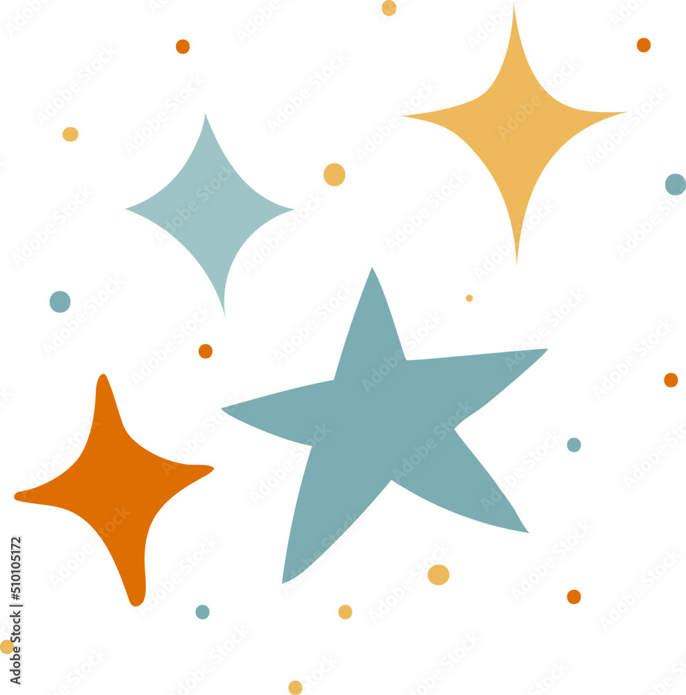 Boho Summer Hand Drawn Stars Illustration Stock Vector | Adobe Stock