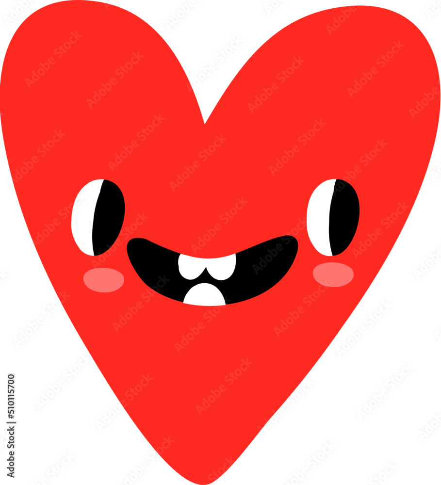 Cartoon red heart with smiling face Stock Vector | Adobe Stock