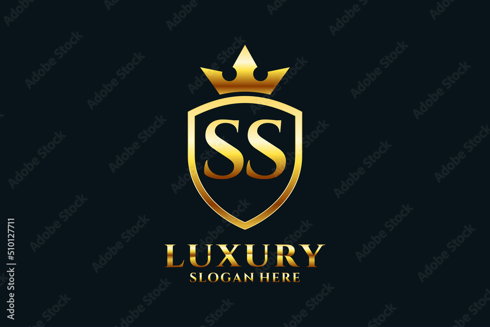 initial SS elegant luxury monogram logo or badge template with scrolls ...