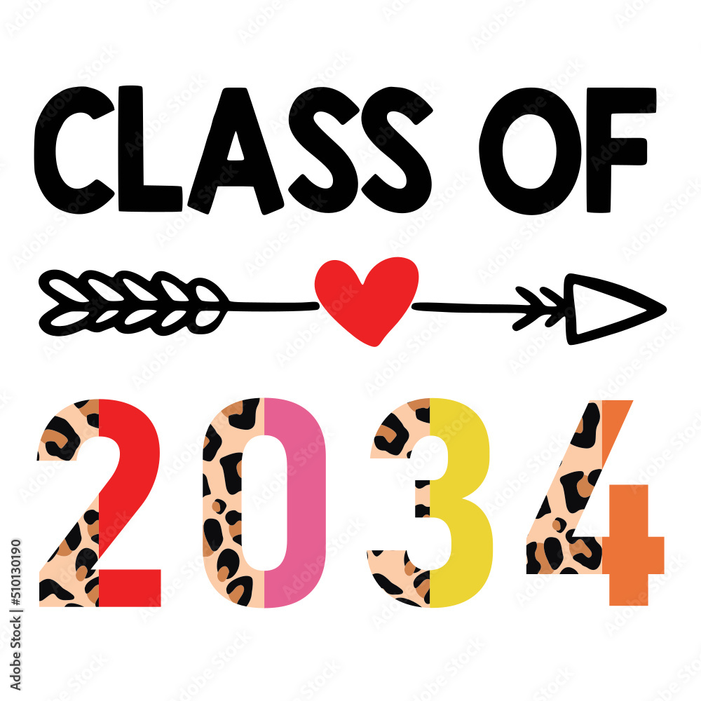 Class of 2034 SVG png, half leopard cheetah print class of 2034 ...