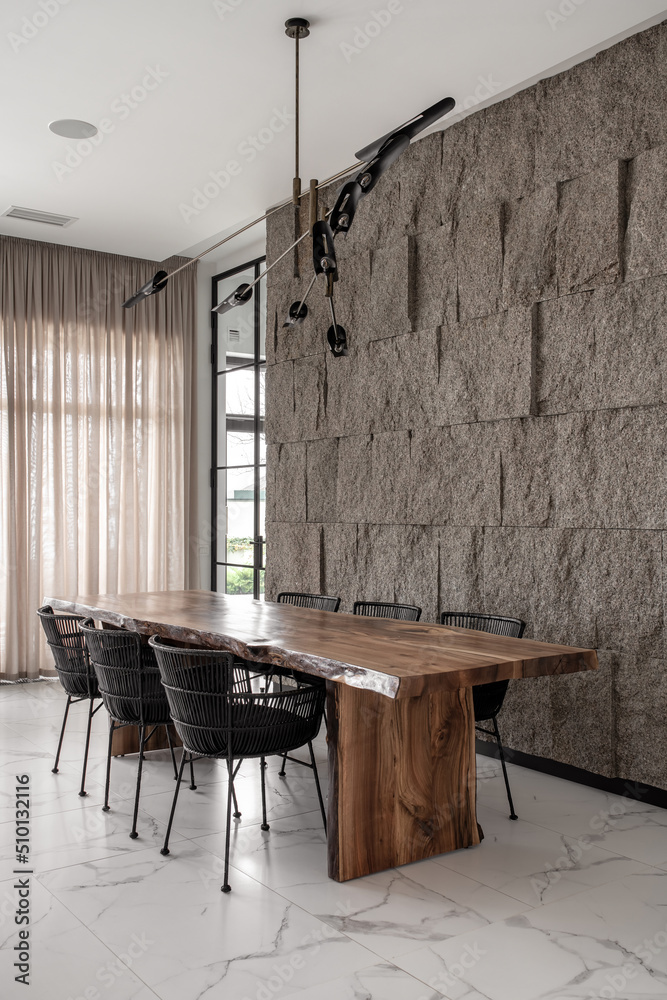 Interior of modern house with different walls Stock Photo | Adobe Stock