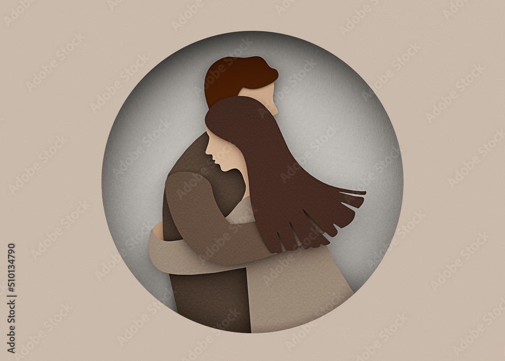 Hug paper illustration Stock Photo | Adobe Stock