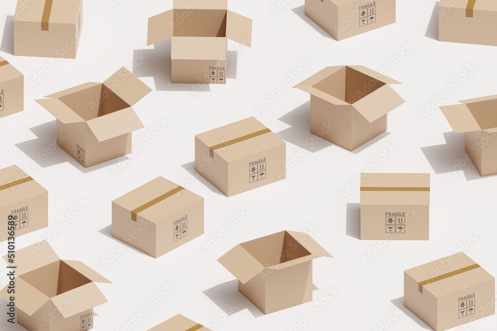 Delivery and shipping concept - cardboard package boxes background ...